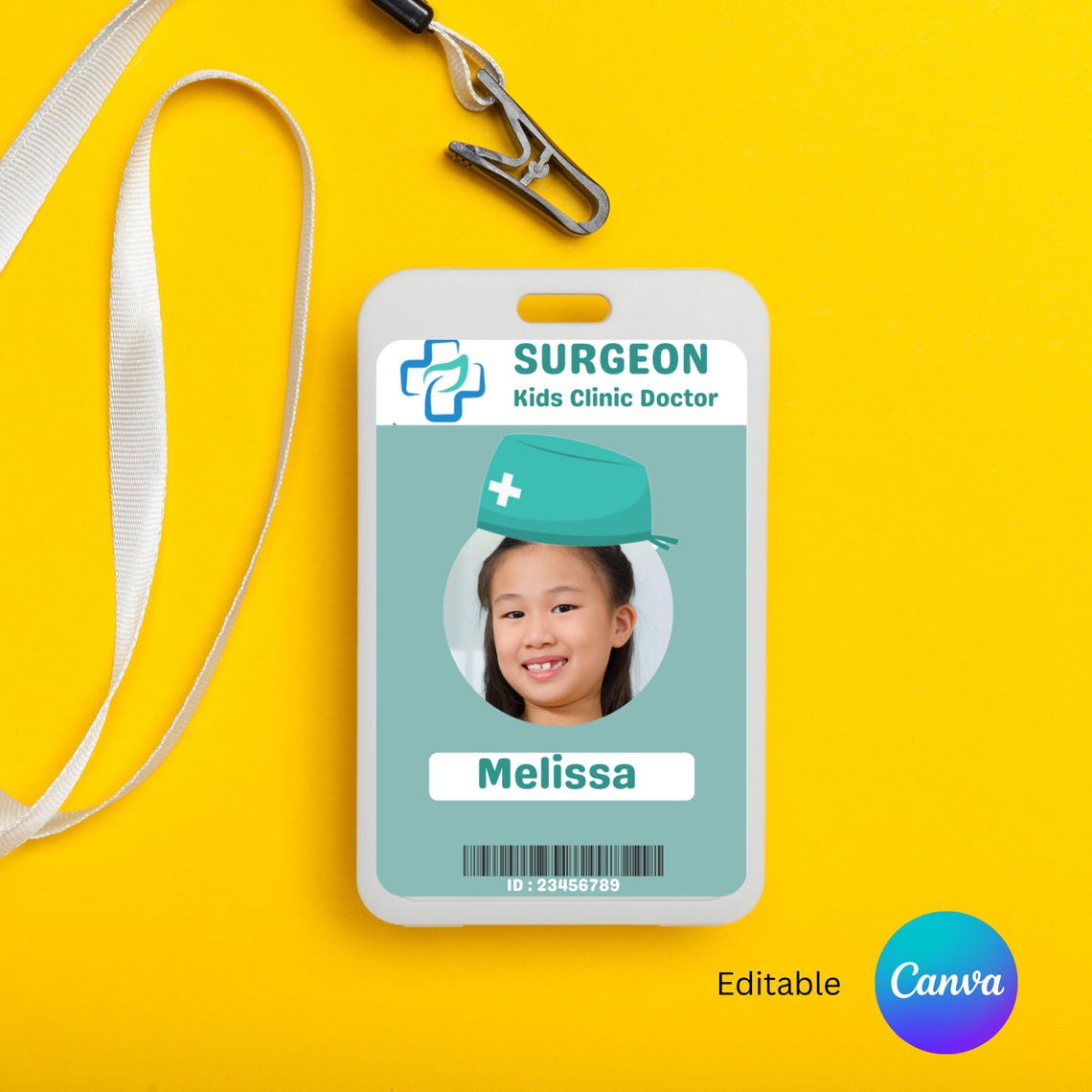 Surgeon ID Card Badge, Kids Junior Doctor, Medical Name Tag Canva ...
