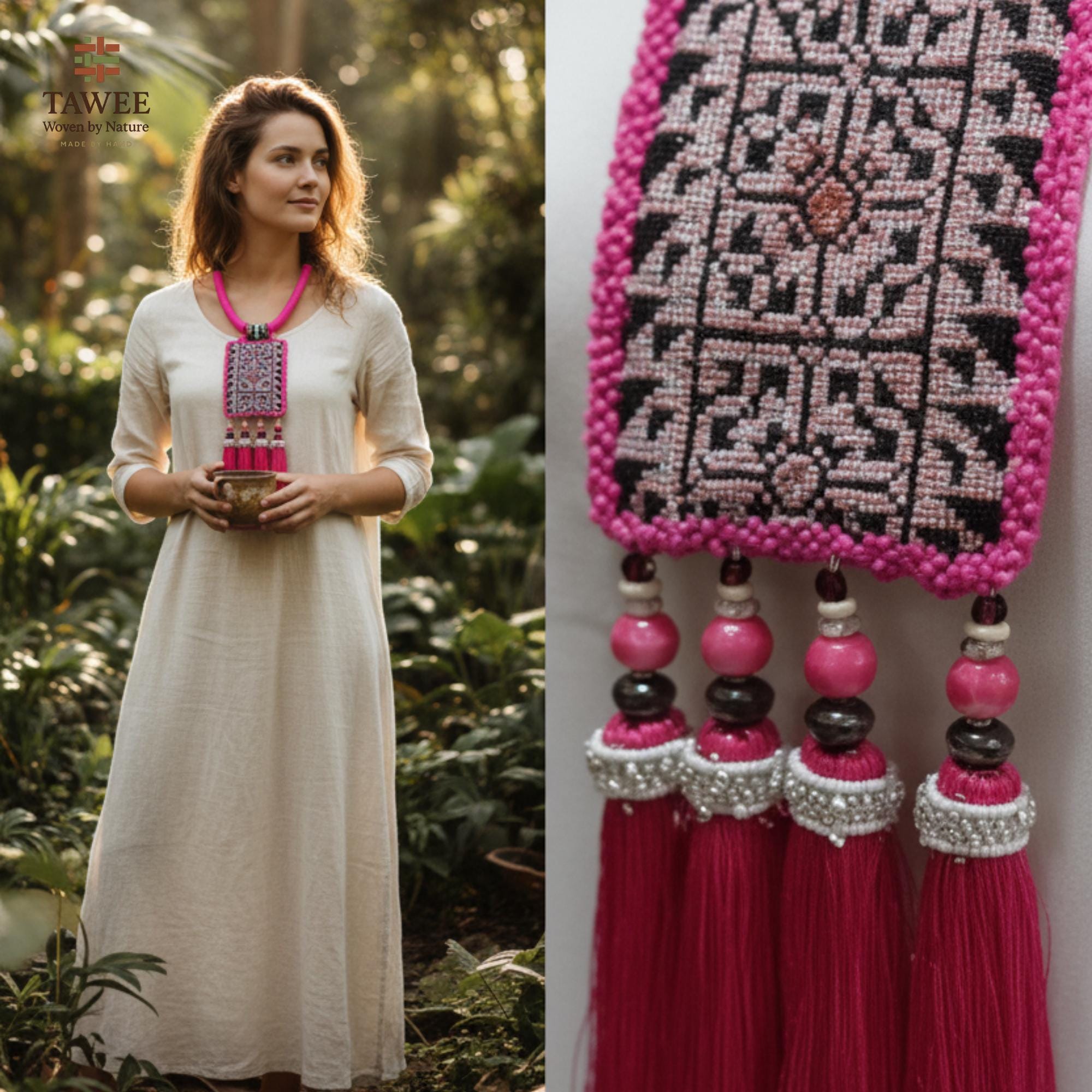 Akha Hill Tribe Embroidered Necklace – Handmade Boho Tassel Jewelry ...