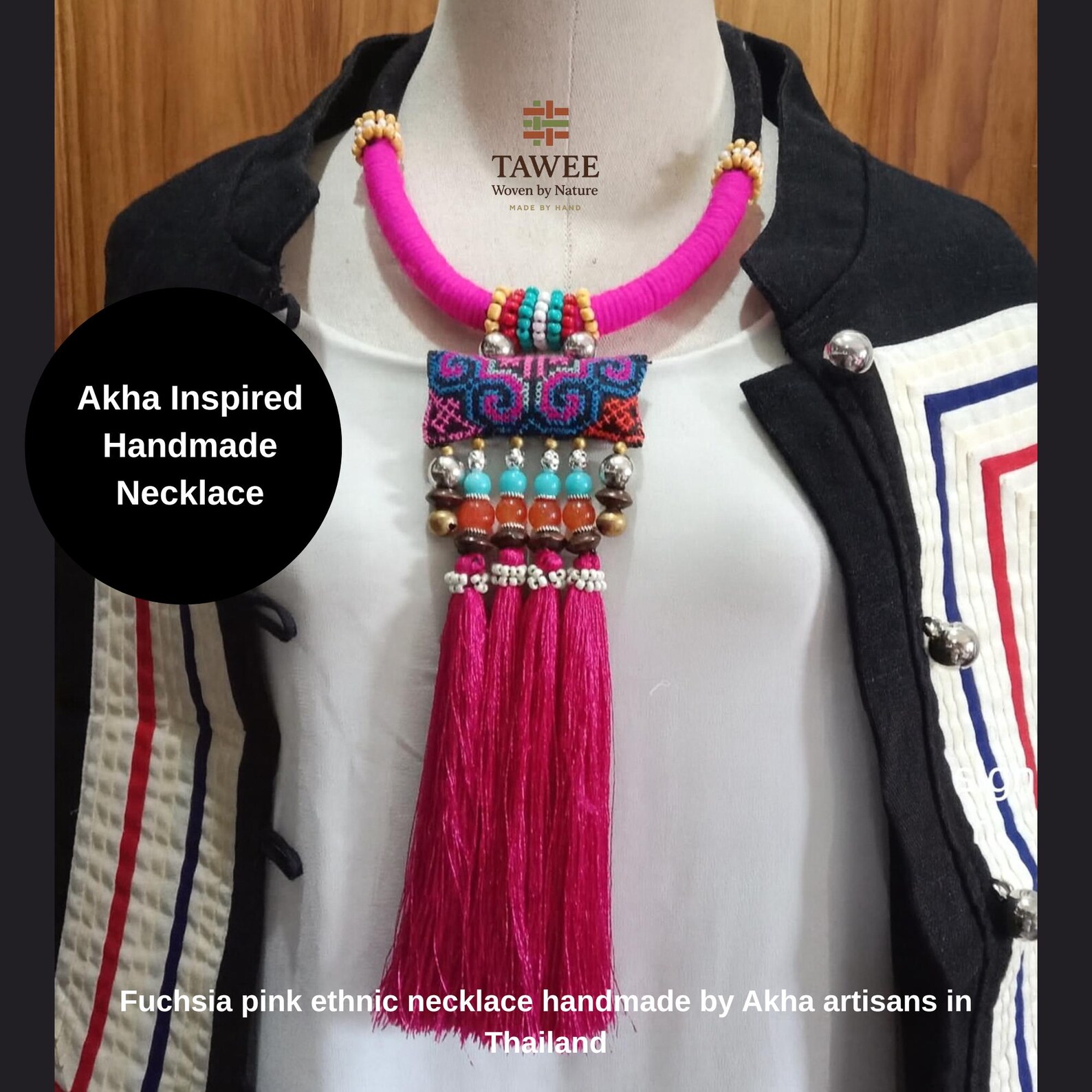 Akha Hill Tribe Embroidered Necklace – Handmade Boho Tassel Jewelry ...