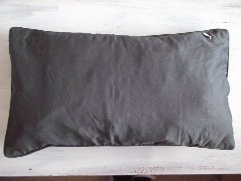 Dark Grey Cushion Cover With Yellow Gold Coloured Embroidery Pattern ...