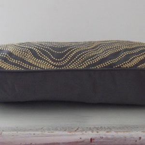 Dark Grey Cushion Cover With Yellow Gold Coloured Embroidery Pattern ...