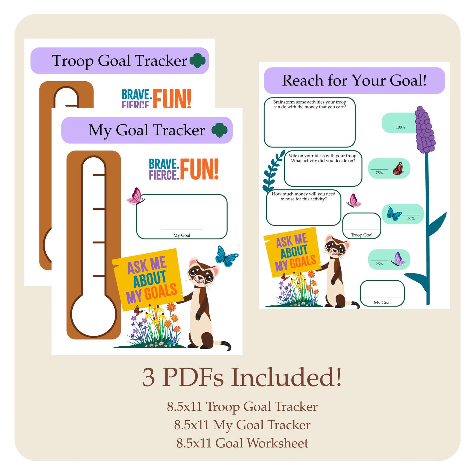 Girl Scout Cookie Program Goal Tracker: Printable Worksheet & Poster ...