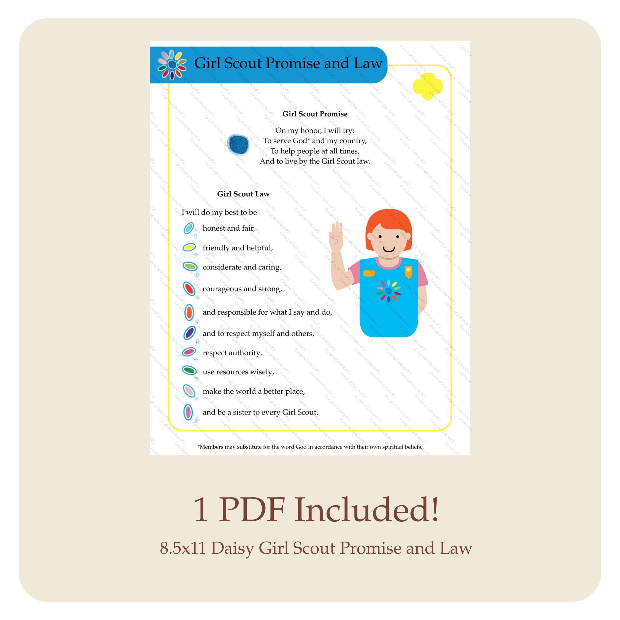 Daisy Girl Scout Promise and Law (printable Digital Download) - Etsy