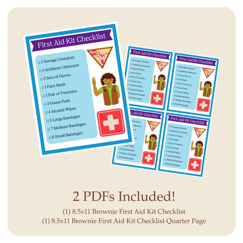 Girl Scout Brownie First Aid Badge Worksheet & Checklist (printable ...