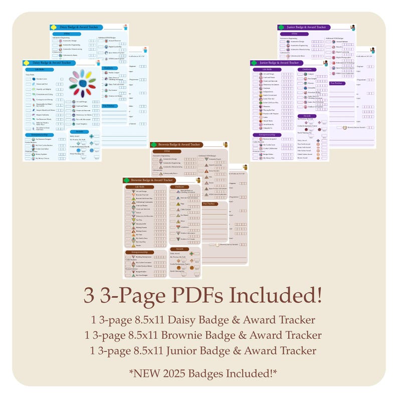2025-2026 Daisy, Brownie, Junior Badge Tracker Checklists: Girl Scout ...