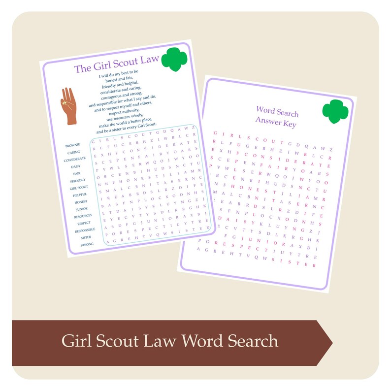 Girl Scout Law Word Search: Printable Troop Activity (instant Download ...