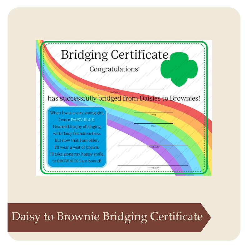 Girl Scout Bridging Certificate: Daisy to Brownie Award (printable ...