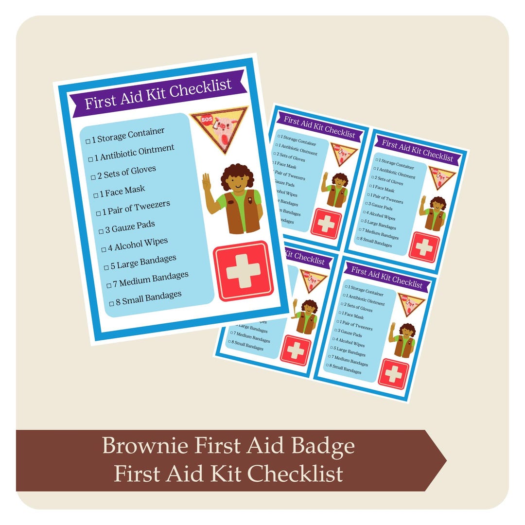 Girl Scout Brownie First Aid Badge Worksheet & Checklist (printable ...