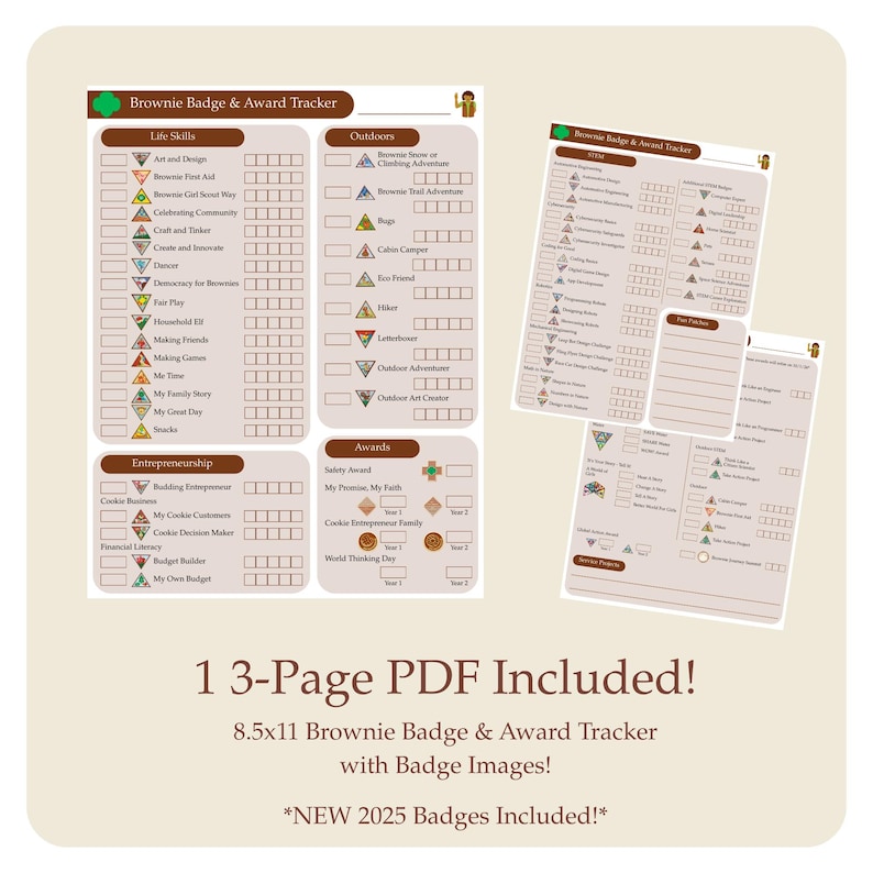 2025-2026 Daisy, Brownie, Junior Badge Tracker Checklists: Girl Scout ...