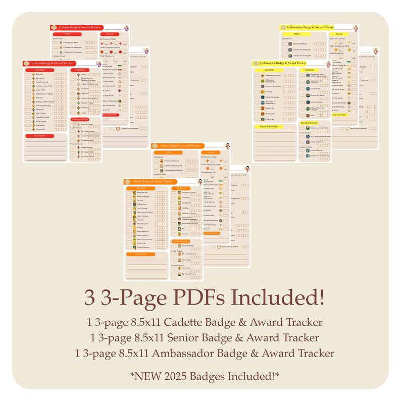 2025-2026 Cadette, Senior, Ambassador Badge Tracker Checklist: Girl ...