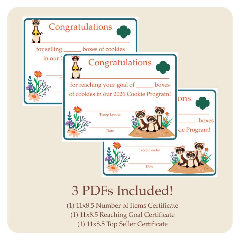 Girl Scout Cookie Program Certificate 2026 (printable Digital Download ...