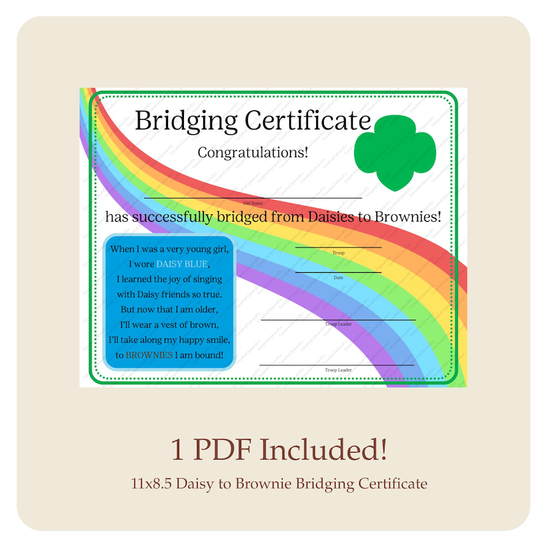 Girl Scout Bridging Certificate: Daisy to Brownie Award (printable ...