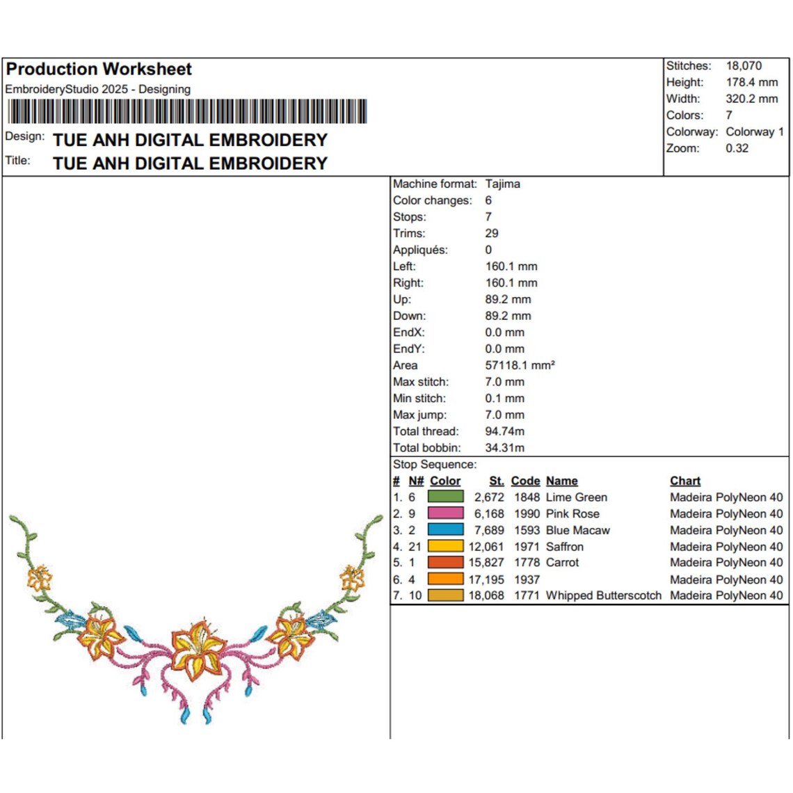 Yellow Lily Neckline Embroidery Design – Floral Machine Embroidery File ...
