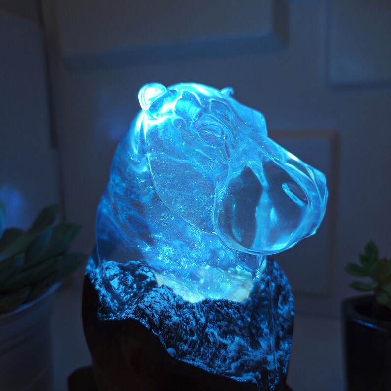 Handmade Hippo Lamp: Wood Grain Resin With RGB LED Lighting - Etsy