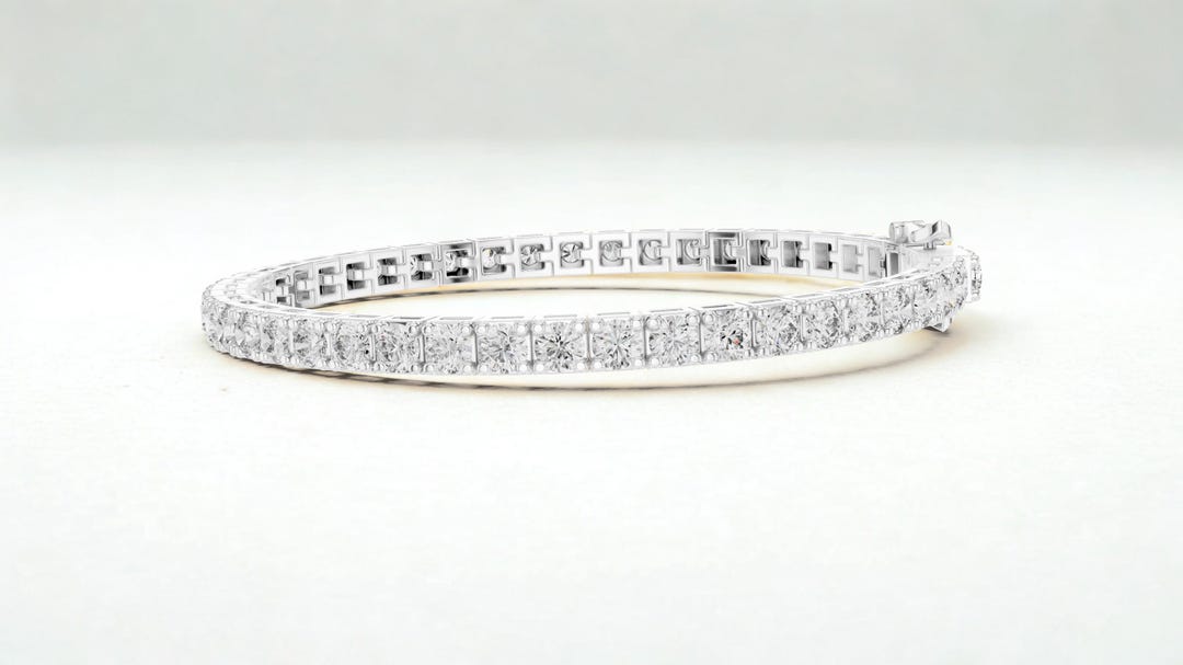 Diamond Tennis Bracelet, Round Open Box Lock Tennis Bracelet, Eternity ...