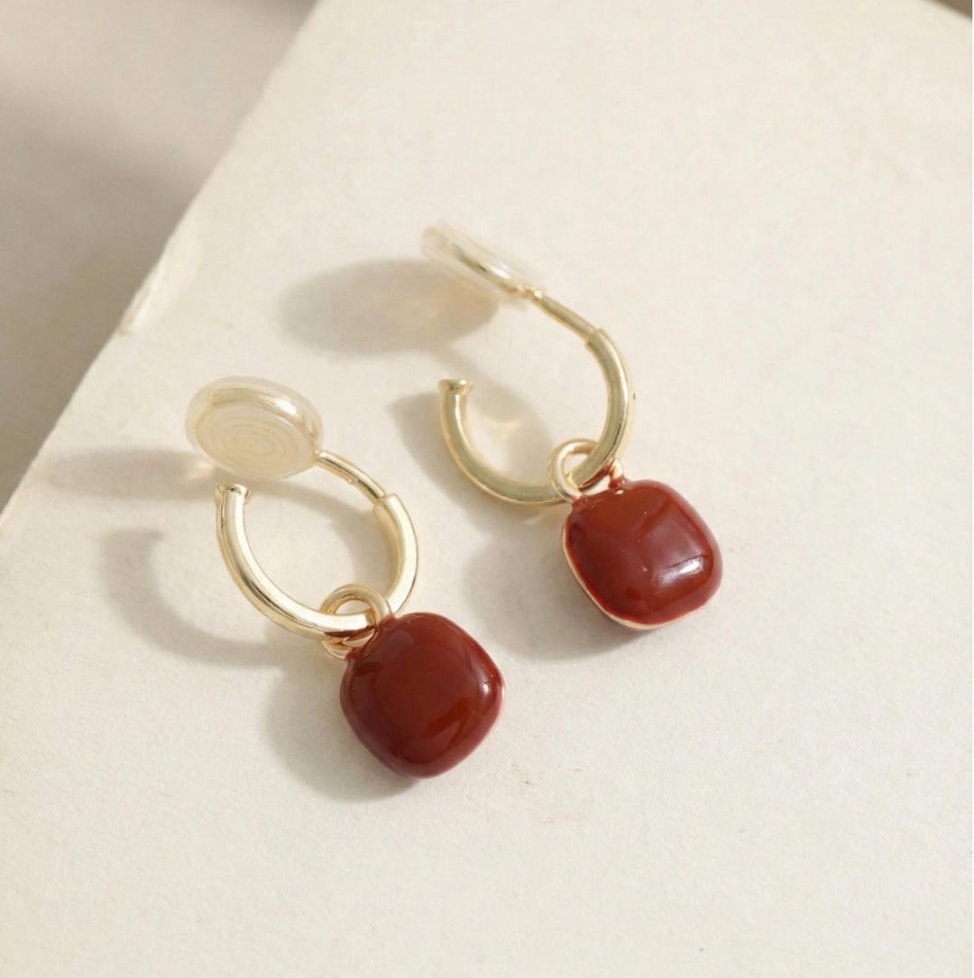 Enamel Vintage Ear Cuff With Coil Clip, 2-in-1 Convertible Cilp-on ...