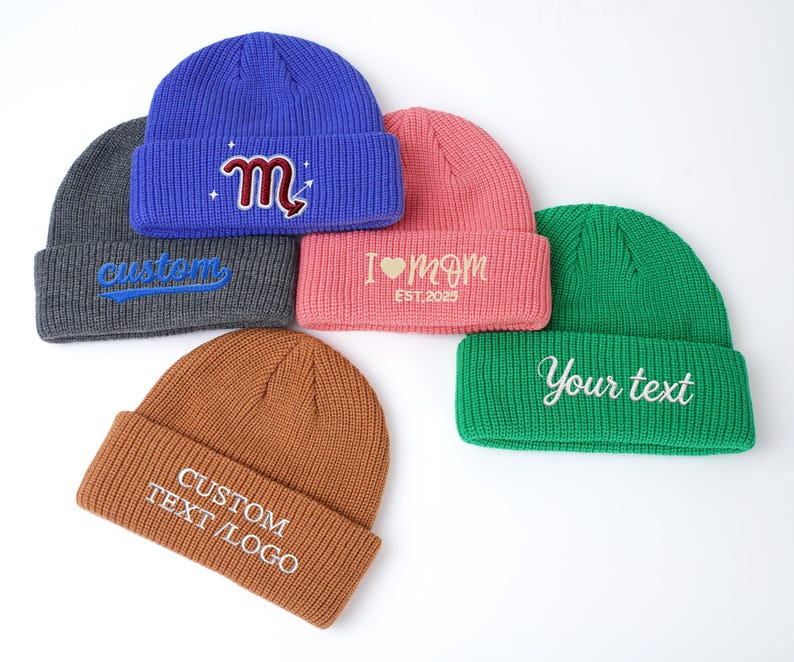 Custom Beanies,personalized Logo/text Embroidered Beanie,warm Knit Hat ...