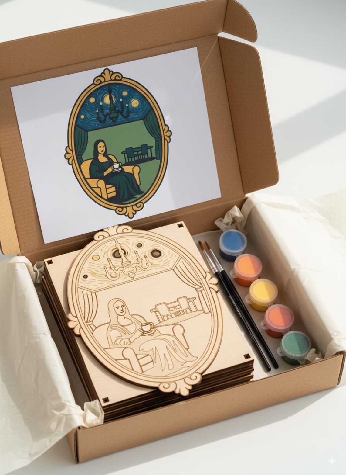 Mona Lisa Surreal Wall Art | Layered Shadow Box SVG | DIY Painting Kit ...