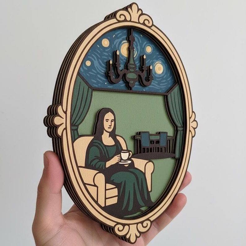 Mona Lisa Surreal Wall Art | Layered Shadow Box SVG | DIY Painting Kit ...
