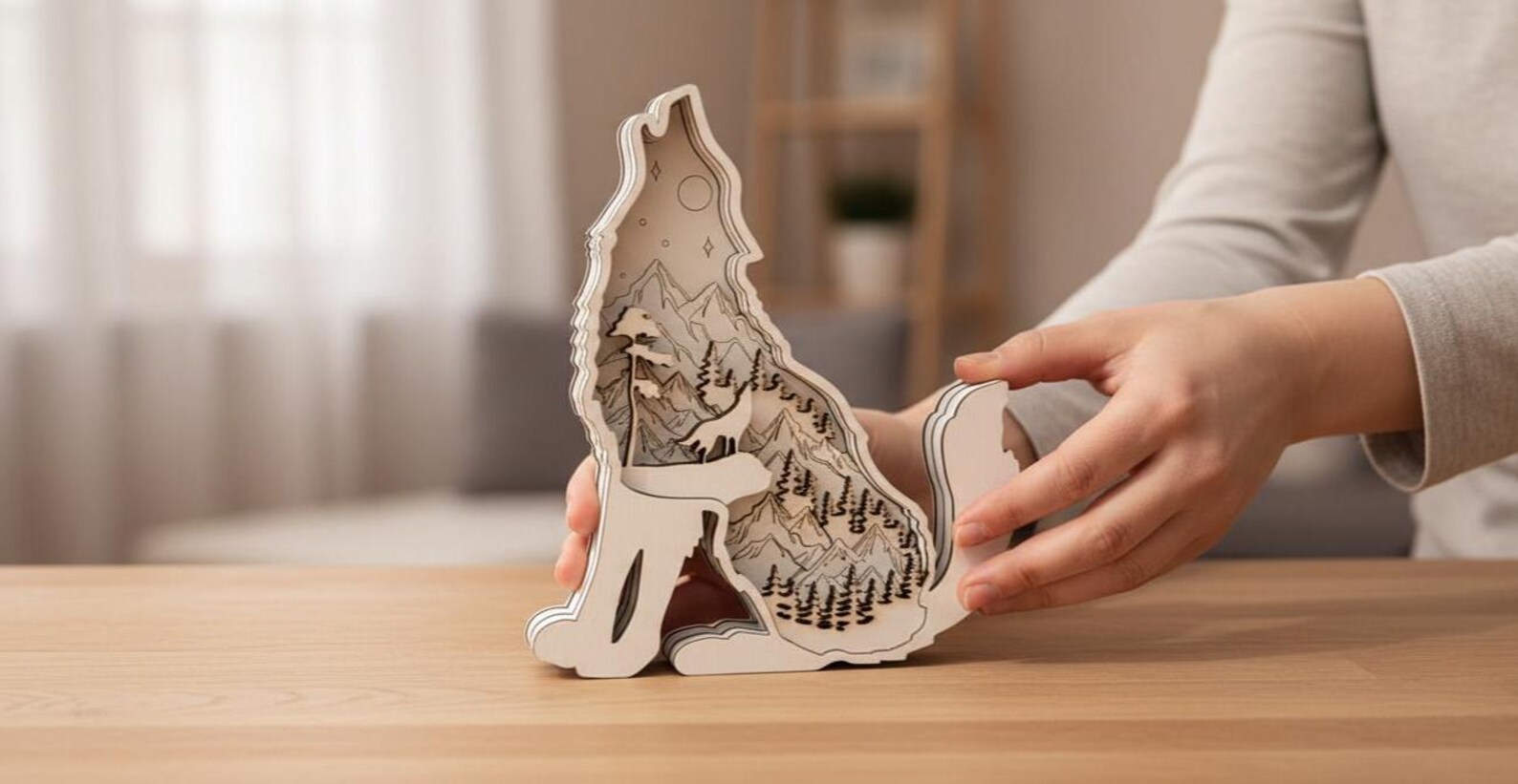3D Wolf Shadow Box SVG | Layered Laser Cut File (digital Download) - Etsy