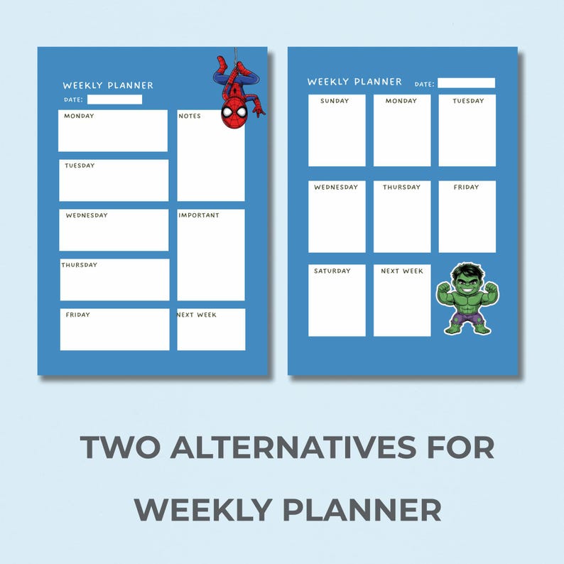 Superhero Kids Planner: Printable Elementary Student Organizer (digital ...