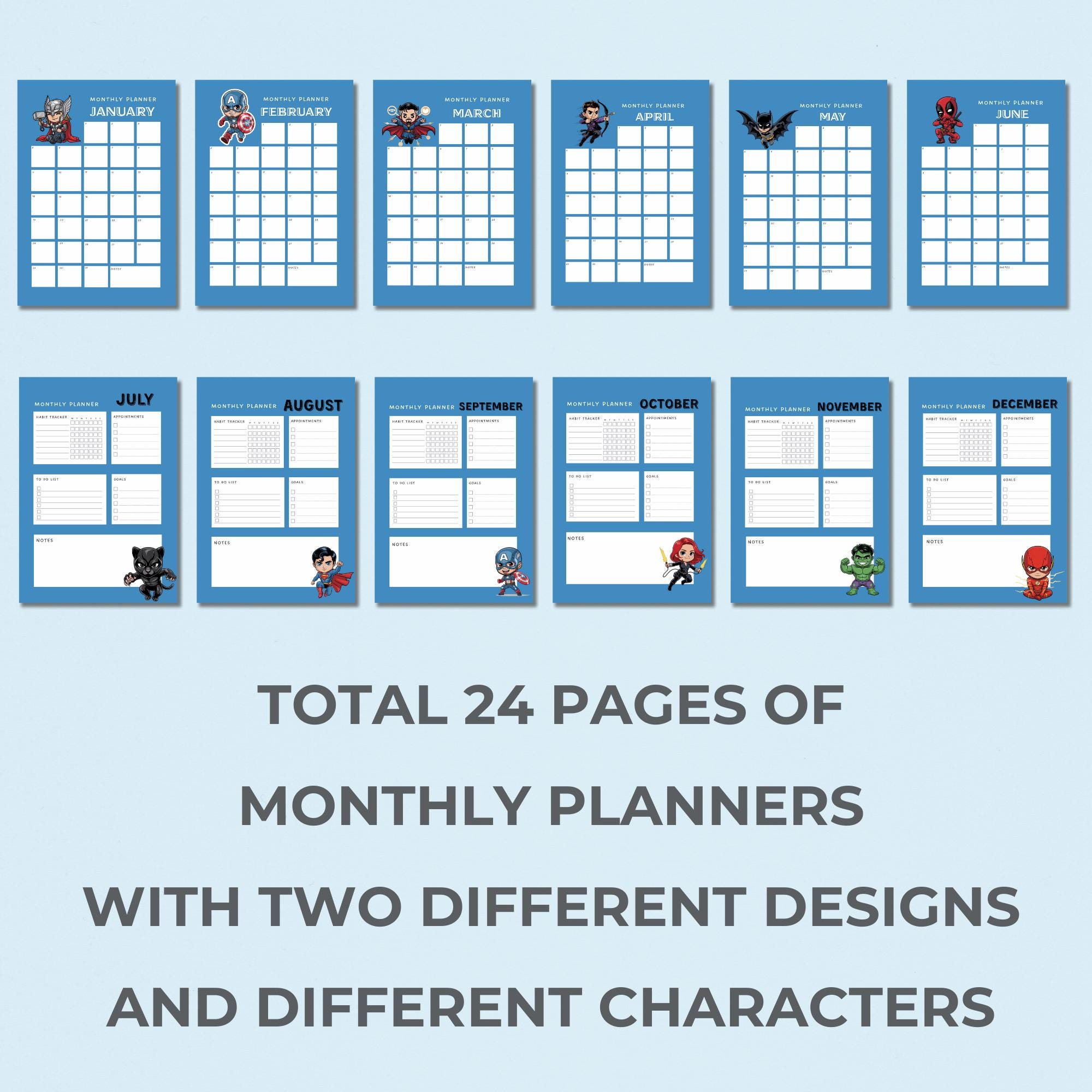 Superhero Kids Planner: Printable Elementary Student Organizer (digital ...