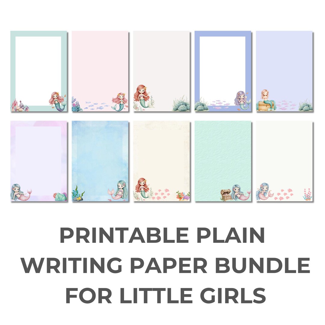 Mermaid Writing Paper Set: Pastel Stationery, Printable Paper (PDF ...