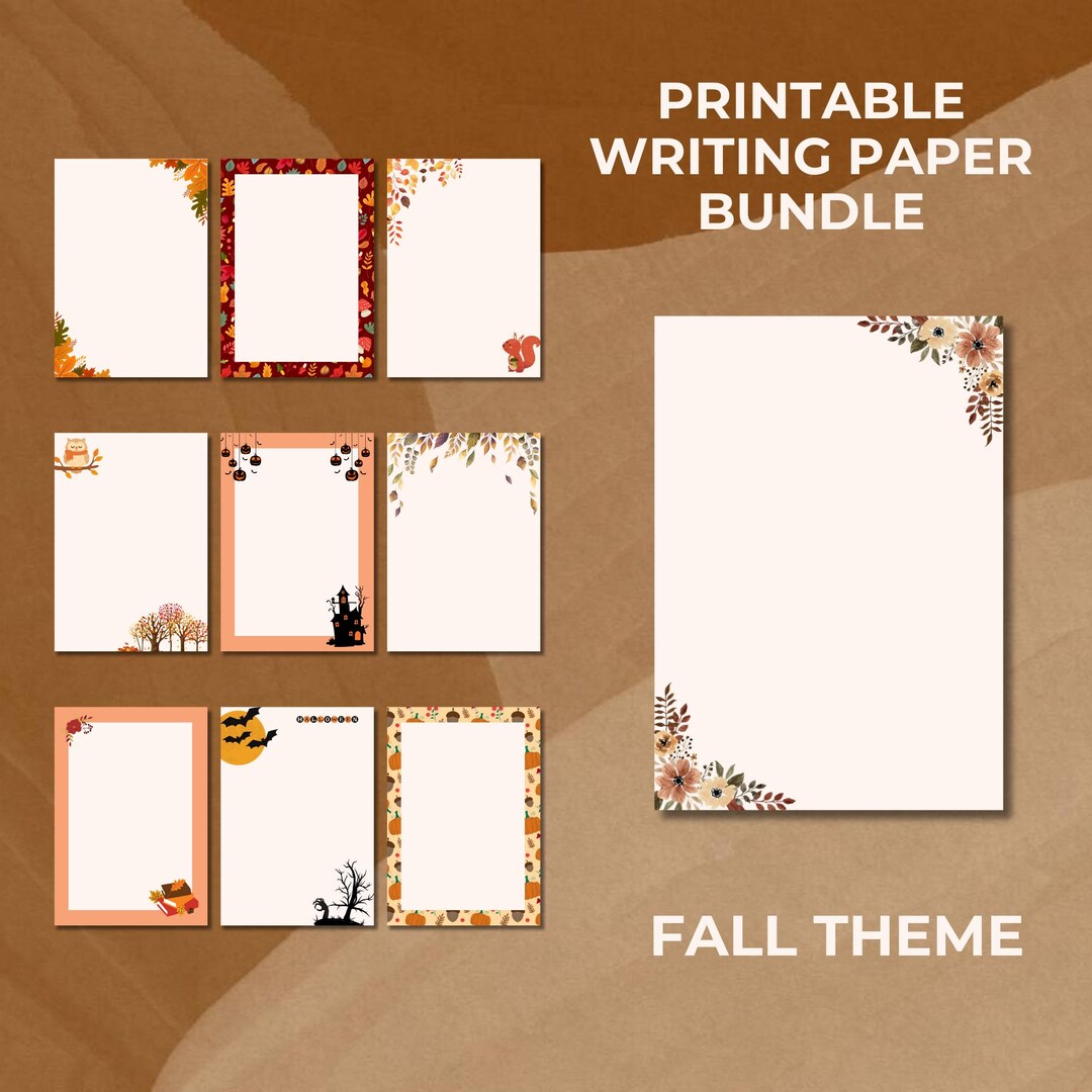 Plain Fall Writing Paper Bundle: Autumn & Halloween Stationery (PDF ...