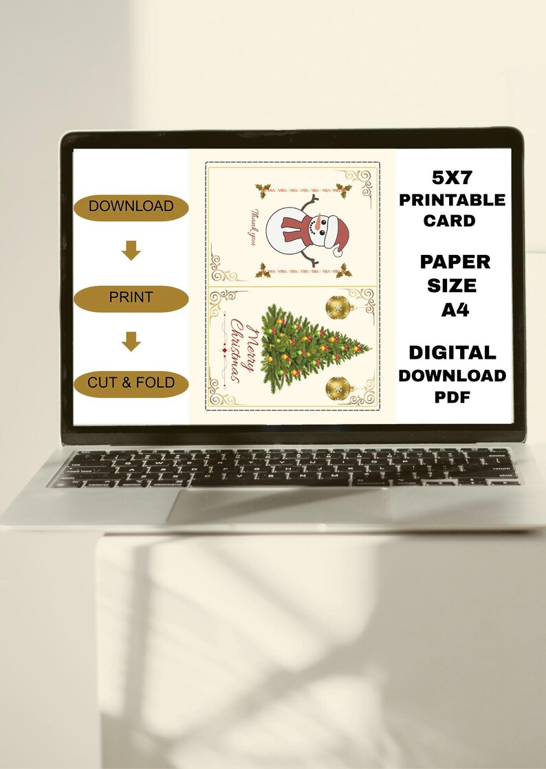 Printable Snowman Christmas Card – Digital Holiday Greeting – Instant ...