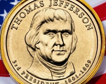 Vintage 1801-1809 Thomas Jefferson 2007-P Presidential Dollar Coin ...