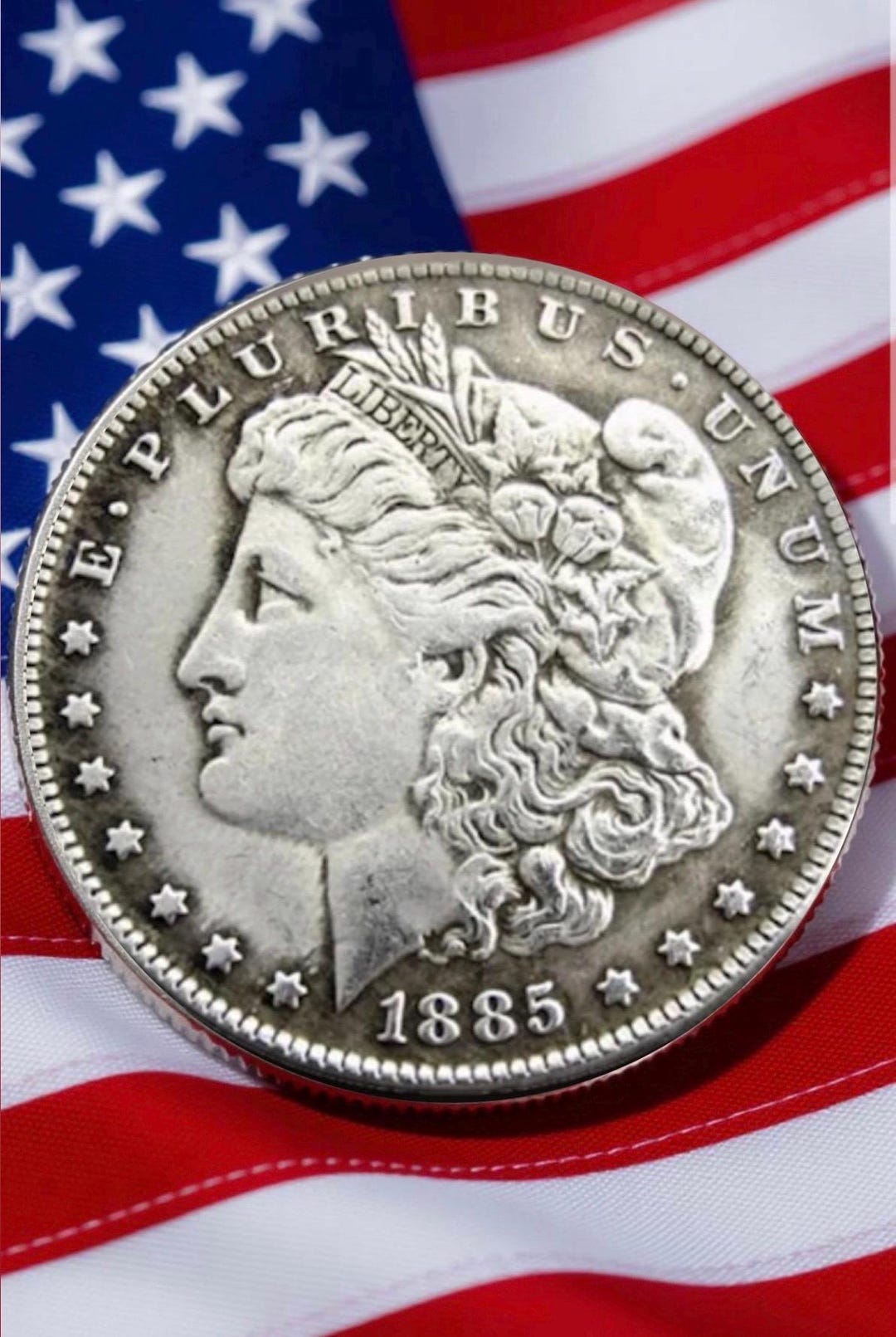 1885 S Morgan Dollar Style Liberty Coin | Vintage Antique Silver Finish ...