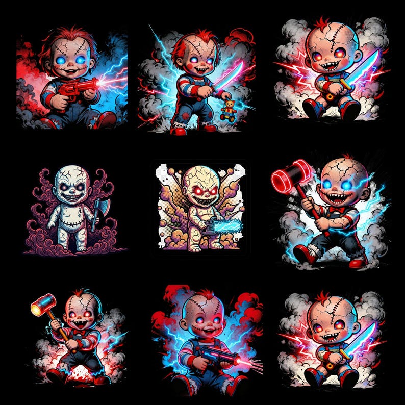 190+ Halftone Horror PNG Bundle | Premium Horror Designs for Black T ...