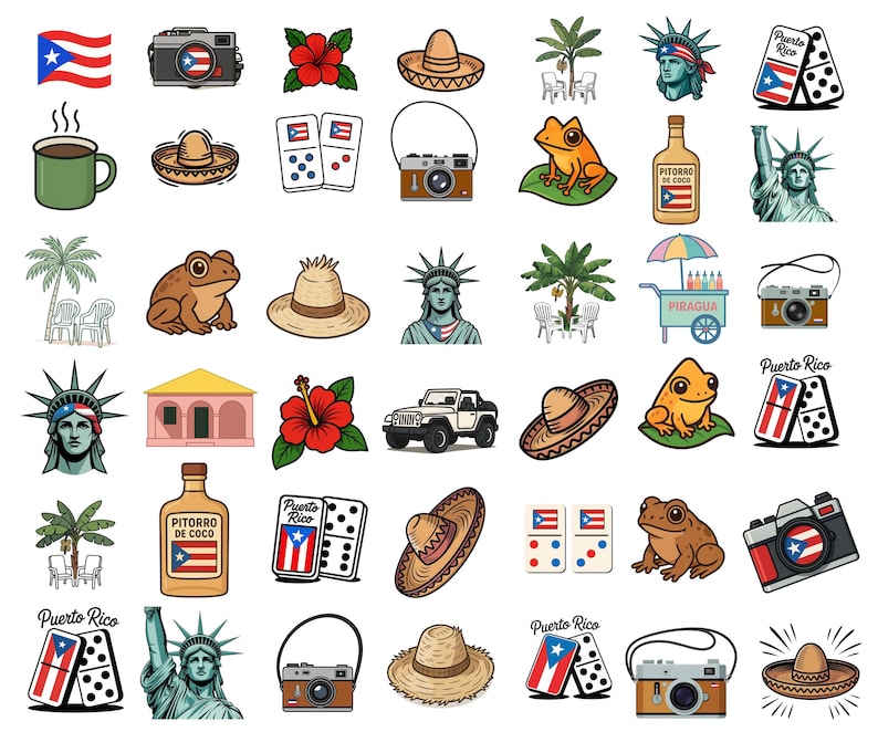 40 DTMF Porto Rico Clipart PNG Bundle, Sapo Concho png, Bandera Puerto ...