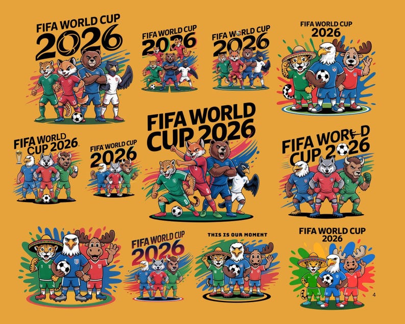 World Cup Soccer Cartoon Character 2026 PNG ,world Cup 2026 Bundle ...