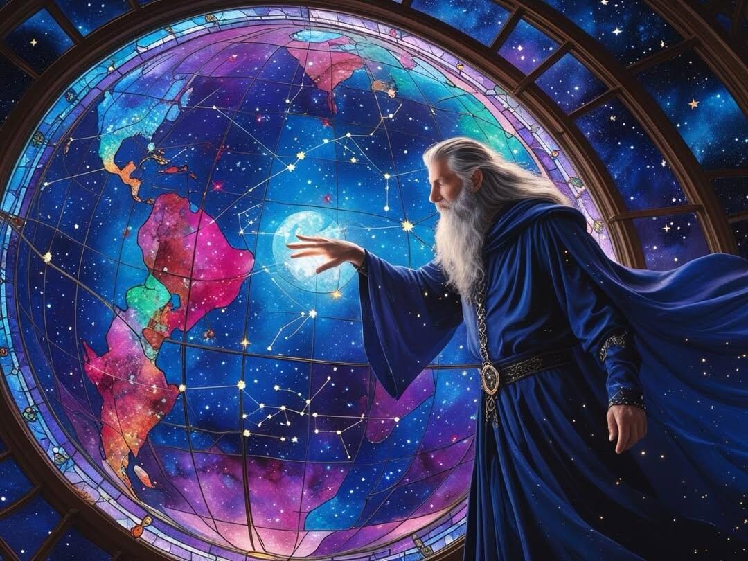 Puzzle 1000-piece: Celestial Wizard and Night Sky Globe Fantasy Art - Etsy