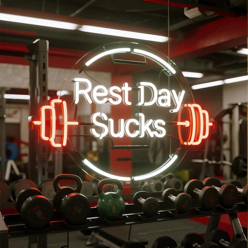 Letrero de neón "Día de descanso apesta" para gimnasio, arte mural anti ...