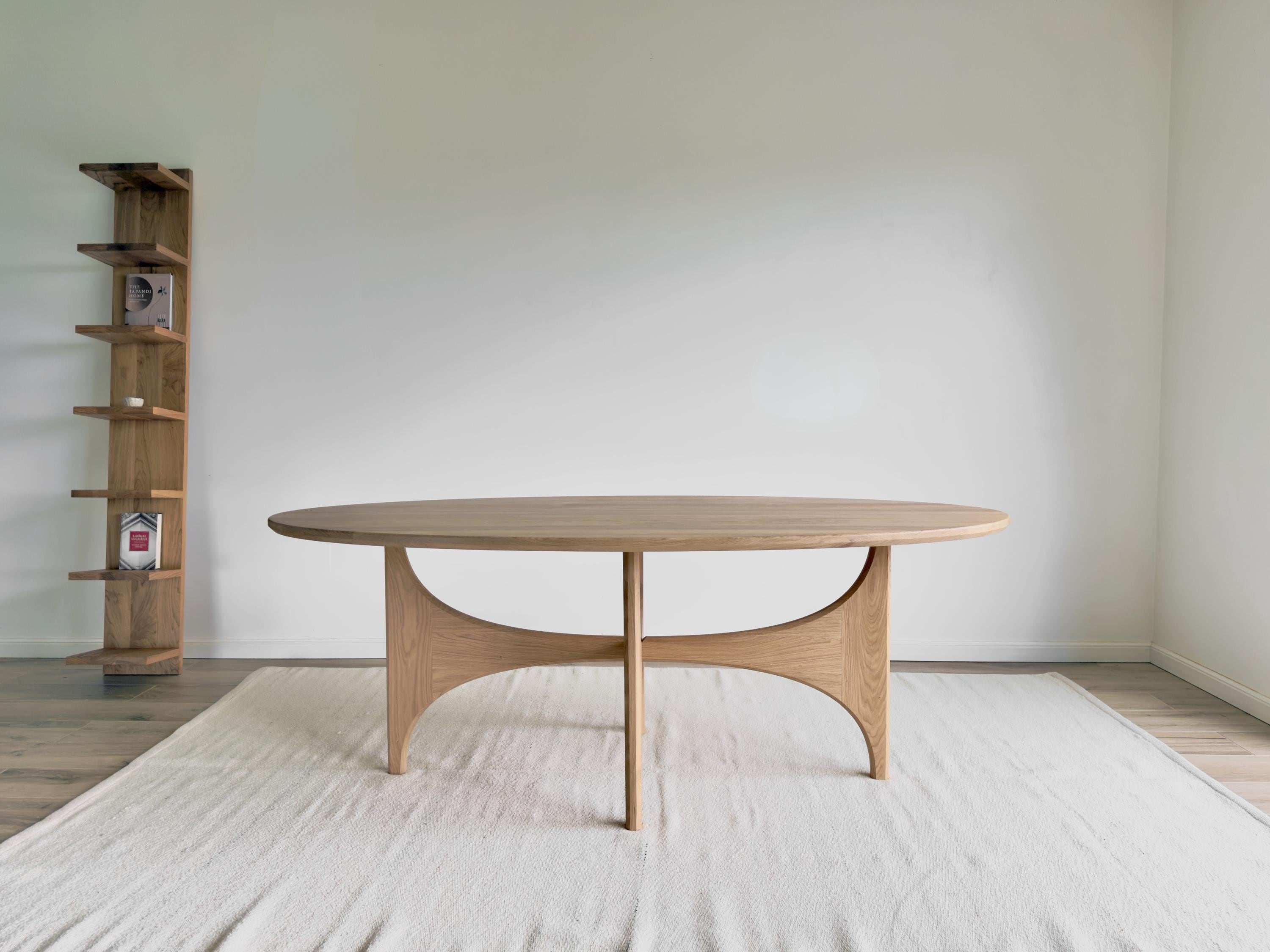 Oval Ellipse Dining Table – Solid Oak Handmade Wood Table, Japandi, Mid ...