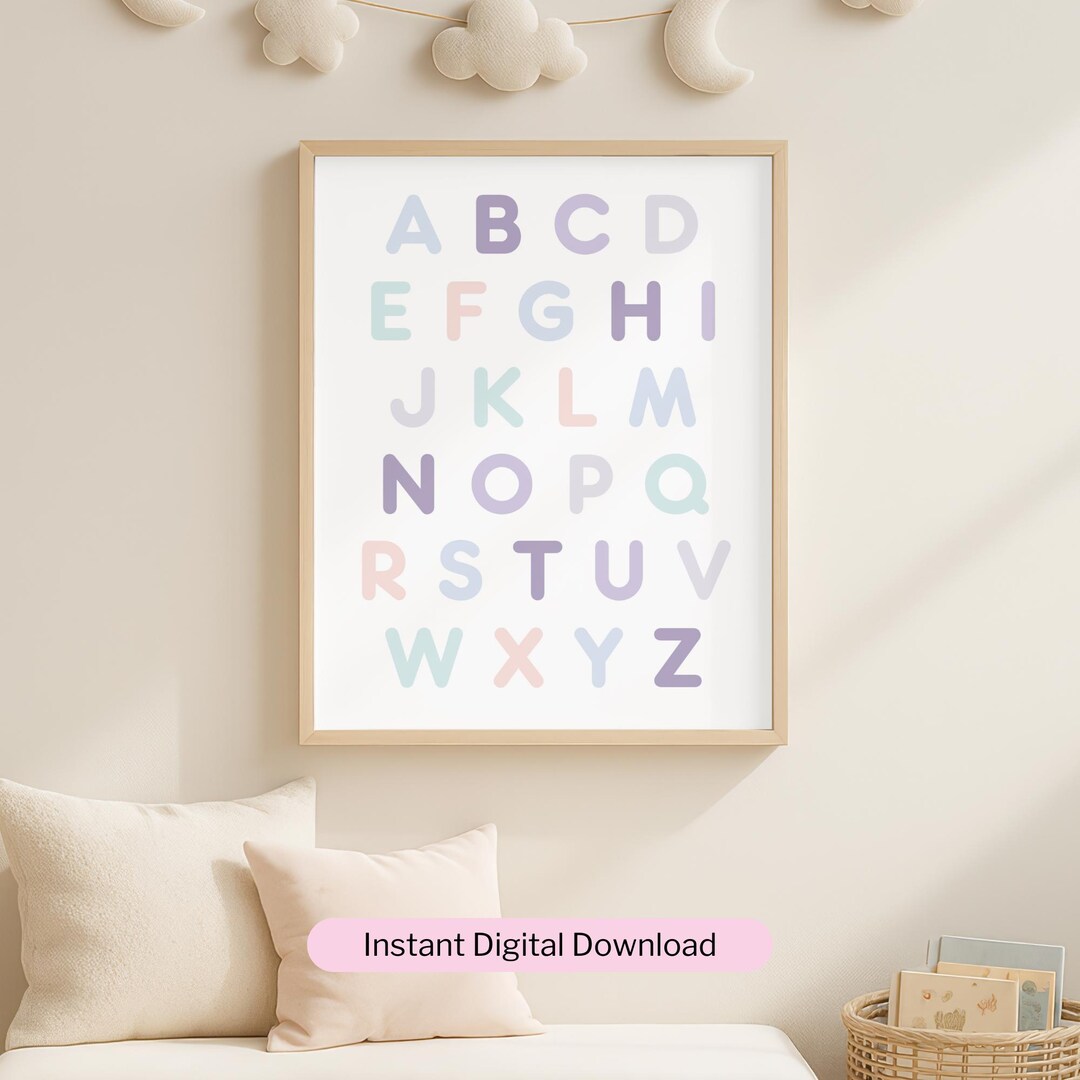 Nursery Wall Art Alphabet Digital Print Educational Nursery Decor ...