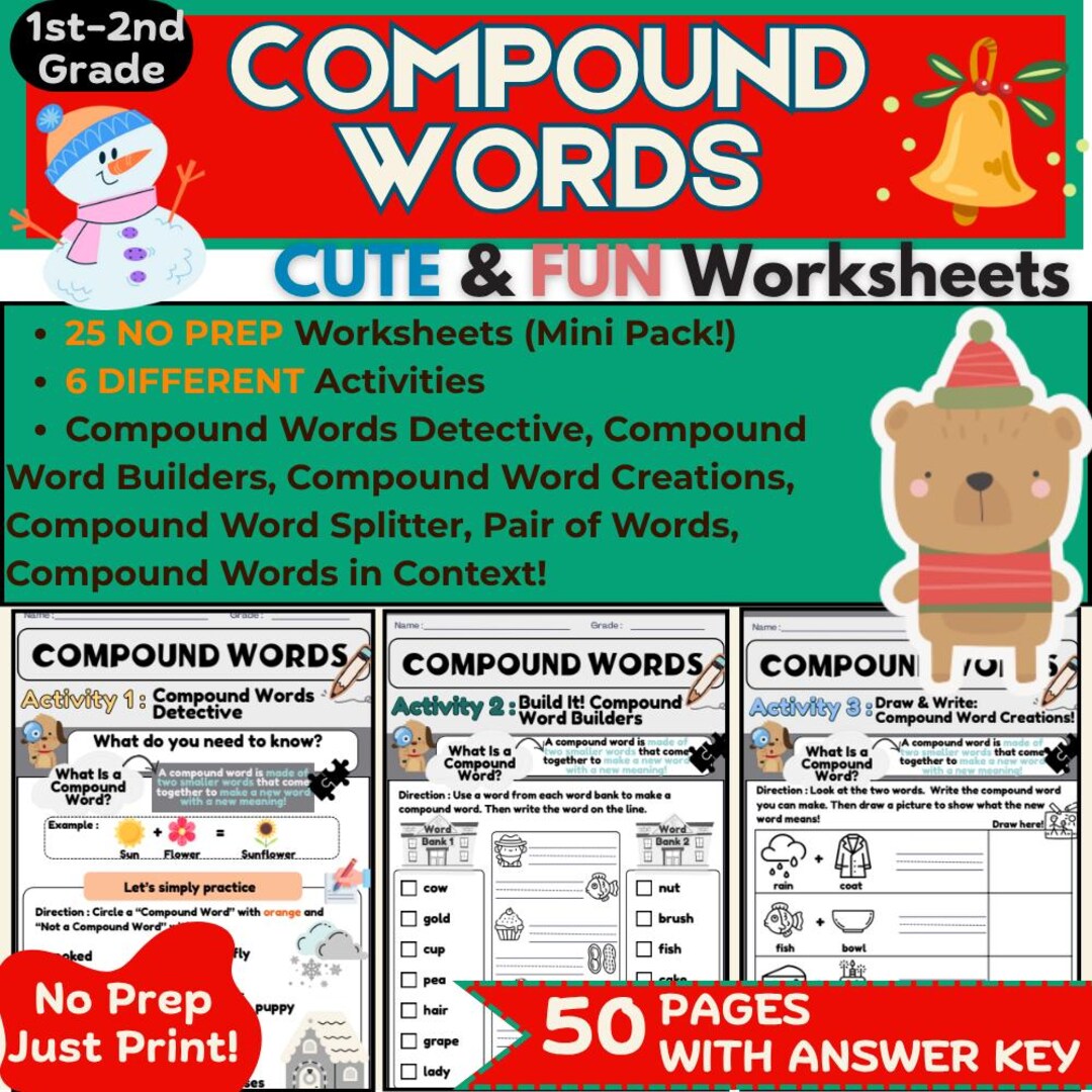 Compound Words Activities | Sor-aligned Literacy & ELA Worksheets for ...