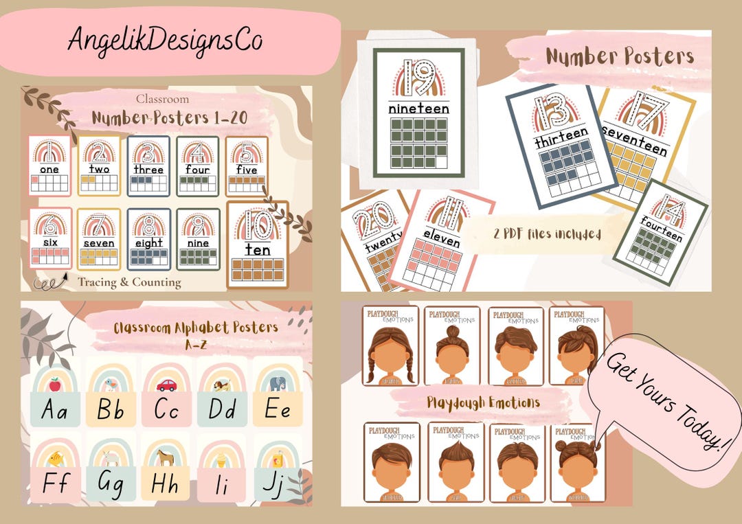 Preschool Classroom Printable Bundle | Alphabet, Numbers & Emotion ...