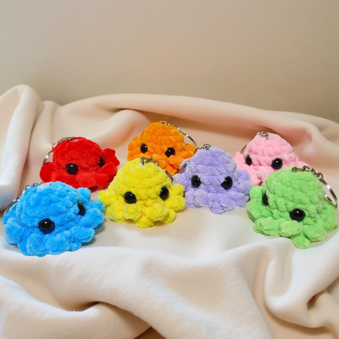 Handmade Plush Octopus Keychain – Cute Crochet Mini Keyring, Soft Toy ...