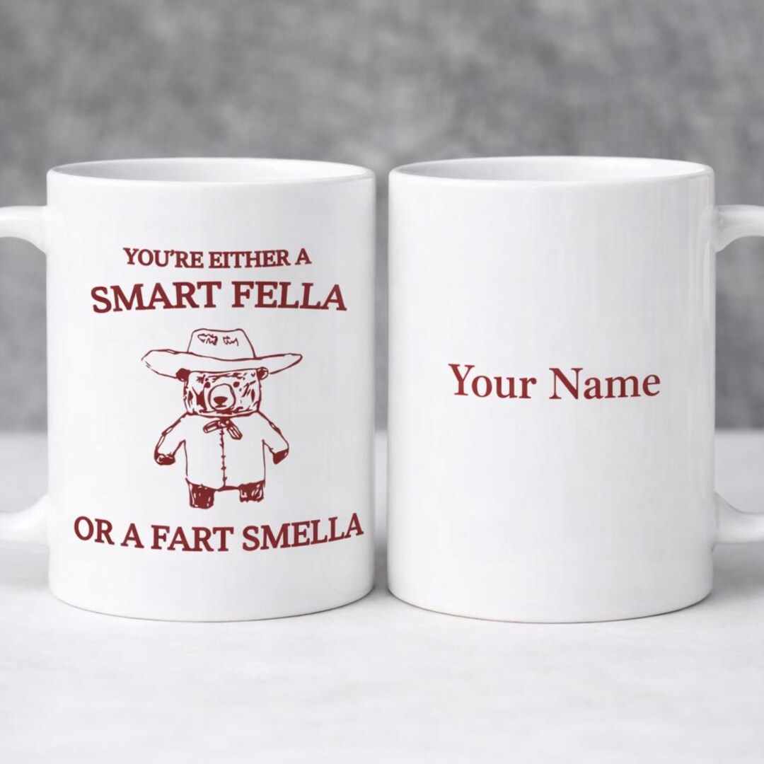 Smart Fella or Fart Fella Funny Racoon Coffee Mug, Possum Mug, Gag ...