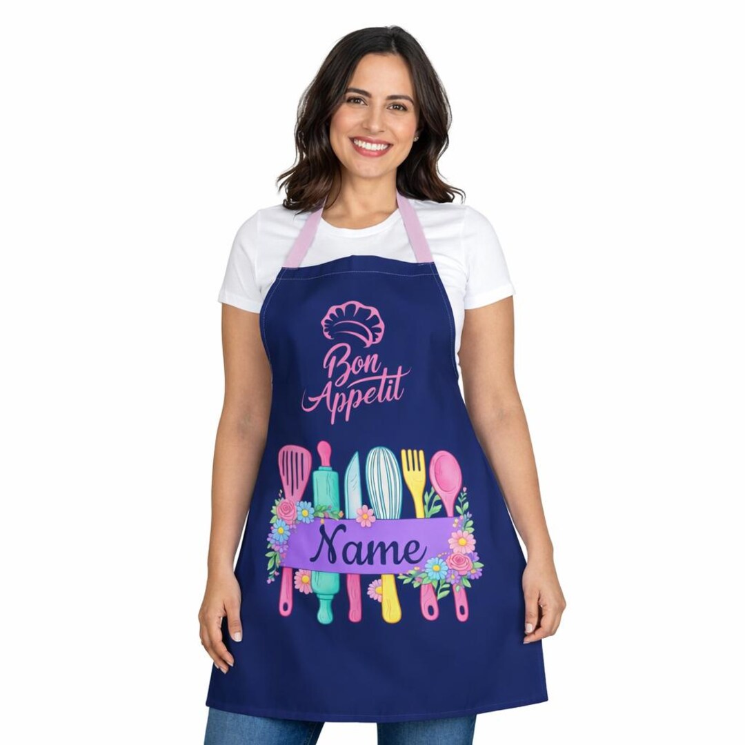 Personalized Apron - Custom Name Kitchen Apron | Bon Appetit Chef Apron ...