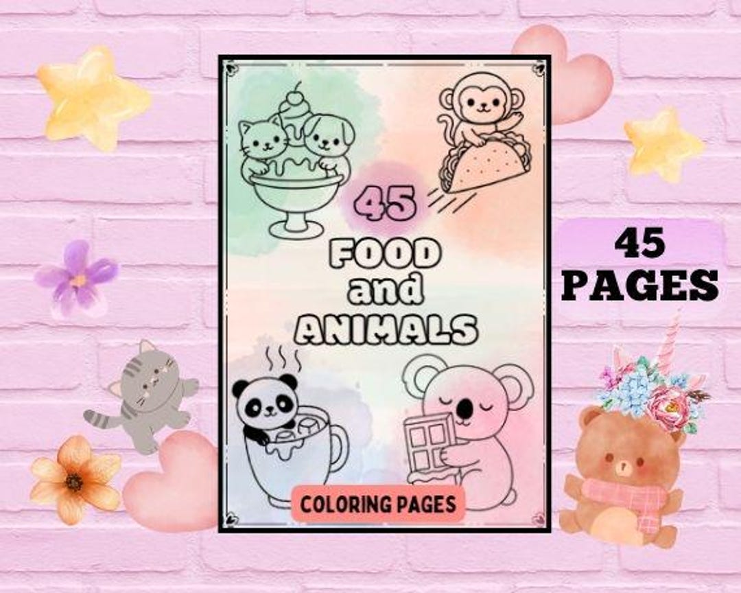 Kawaii Coloring Pages – 45 Food & Animal Designs (digital Download) - Etsy