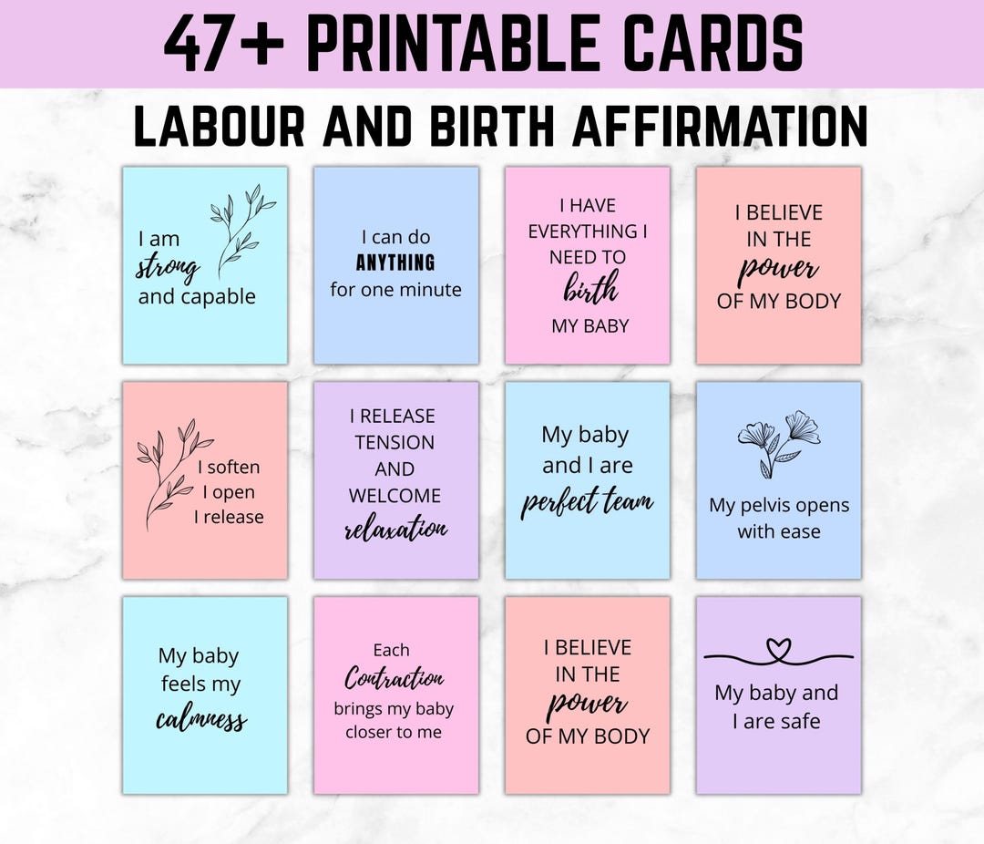 Empowering Birth Affirmations for Expecting Moms - Printable Cards for ...