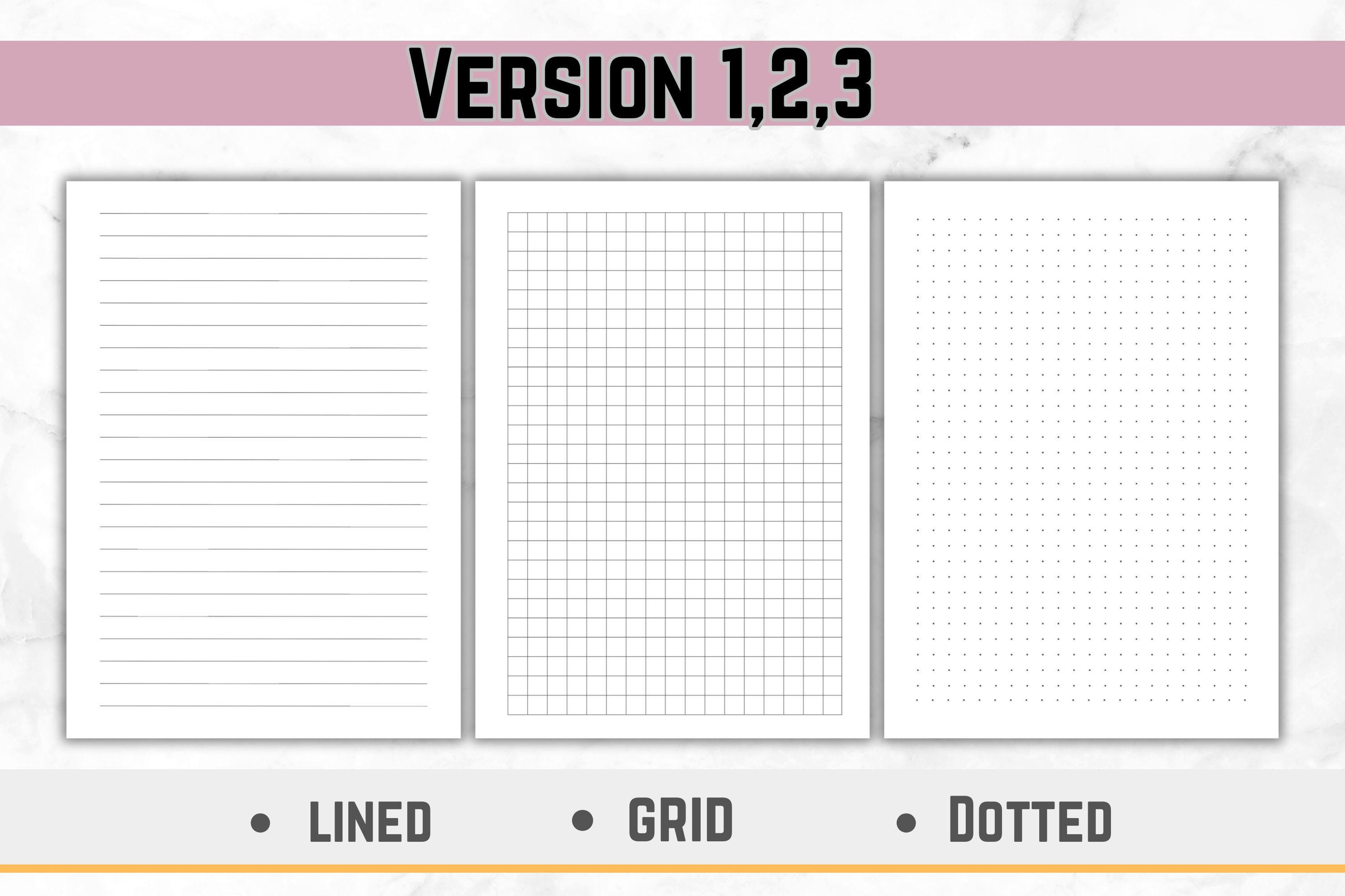 Printable Notebook Pages | Lined Paper | Dotted ,grid Graph Paper ...