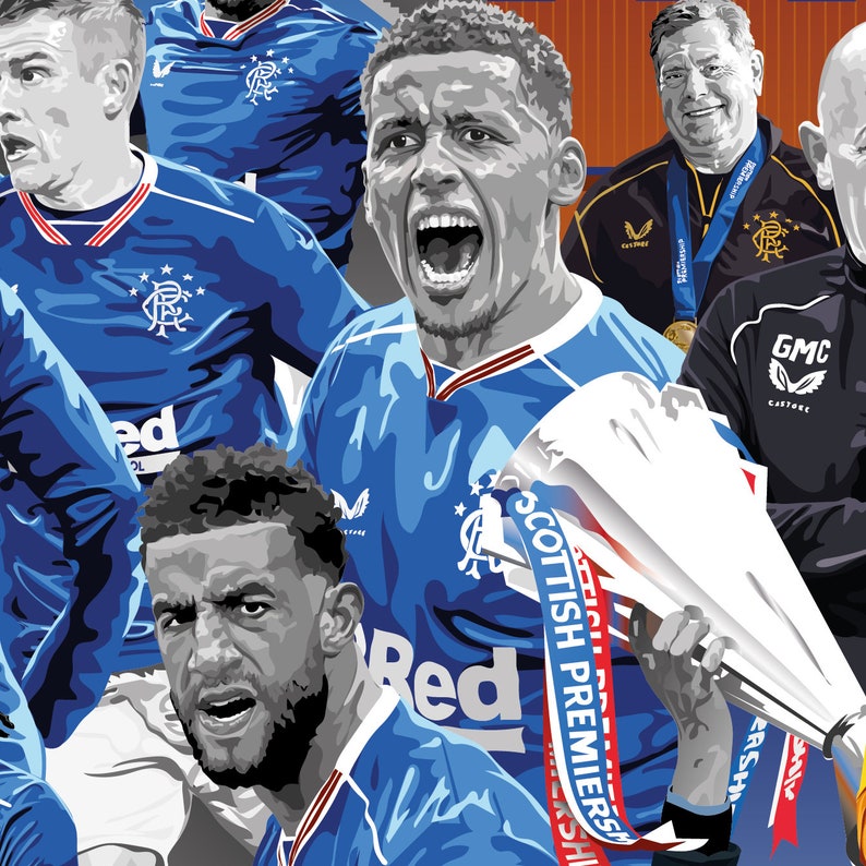 GLASGOW RANGERS FC 55th Title A3 Print - Etsy
