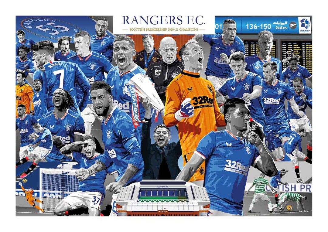 GLASGOW RANGERS FC 55th Title A3 Print - Etsy
