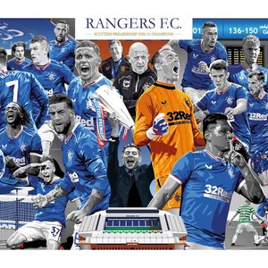 GLASGOW RANGERS FC 55th Title A3 Print - Etsy