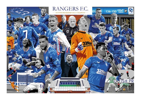 GLASGOW RANGERS FC 55th Title A3 Print | Etsy